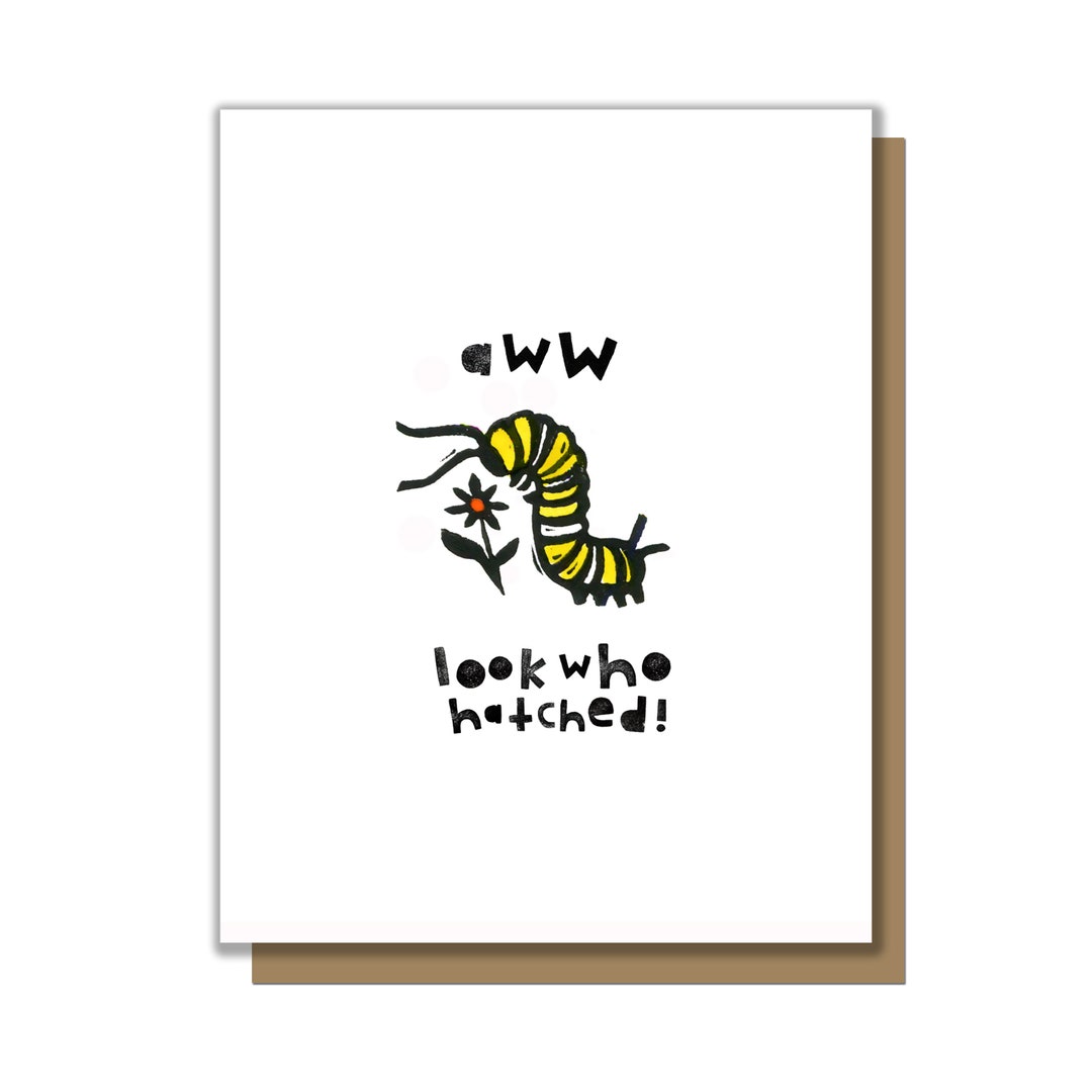 Caterpillar Baby Greeting Card, New Baby Card, Welcome Baby, Baby ...