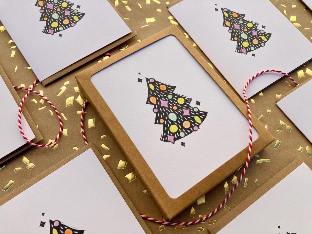 Vintage Christmas Tree Greeting Cards, Boxed Holiday Cards, Holiday ...