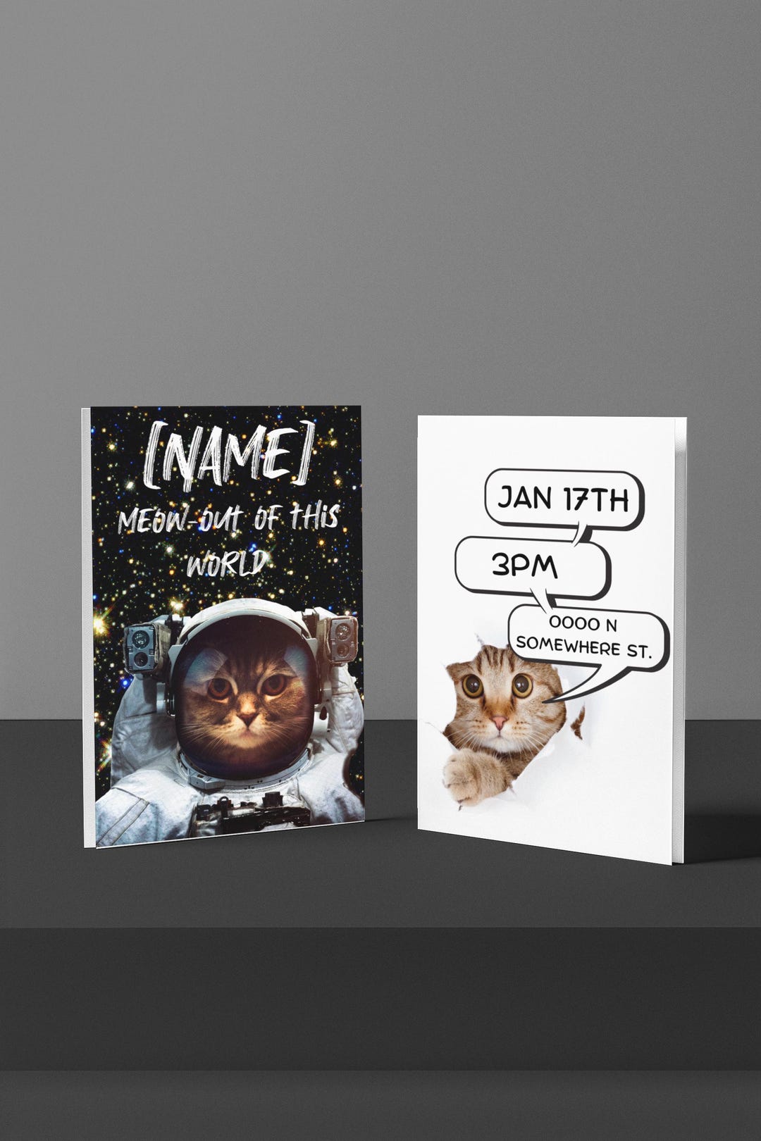 Meow-out of This World Birthday Invitation - Customizable Space Cat ...