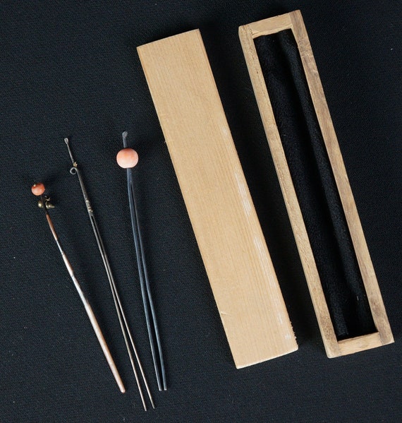 Antique Kanzashi Japan Geisha hair pins Kimono access… - Gem