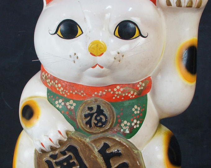 Big Manekineko japan lucky Cat money Box 1970s Vintage ceramic Craft - Etsy