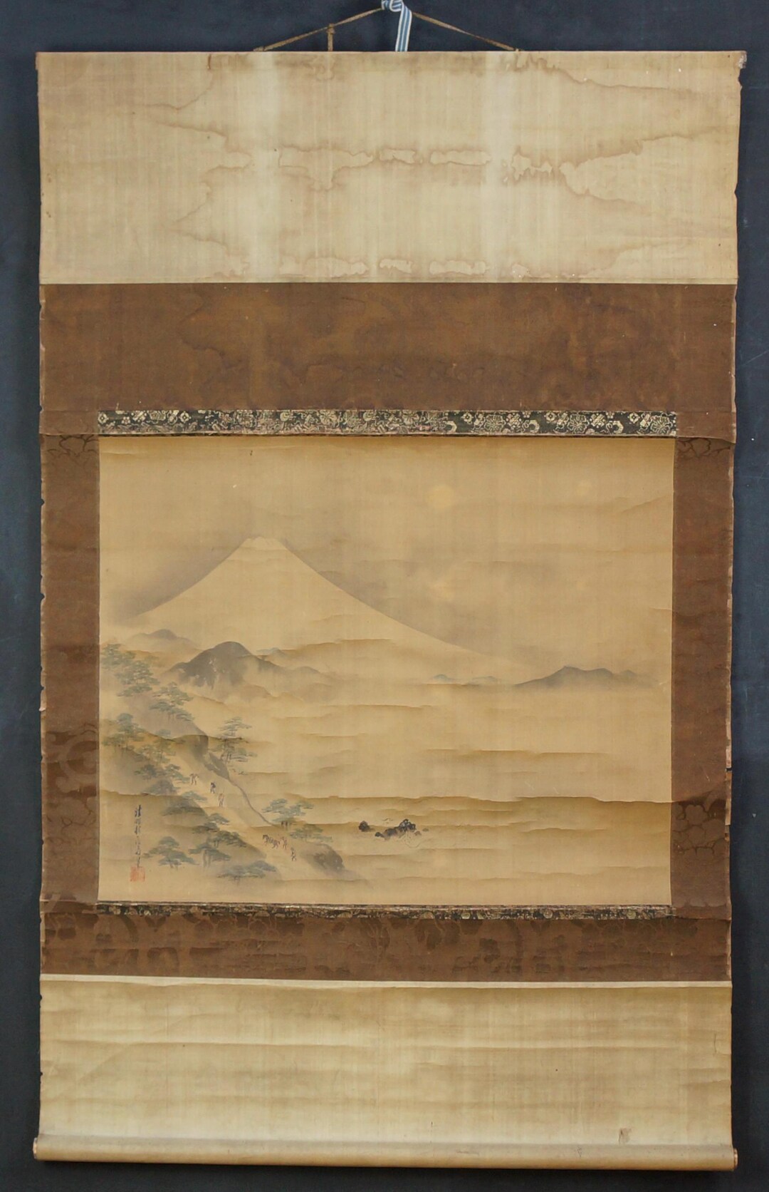 Antique Japan Fuji Yama sumi-e Ink Tokaido Painting 1700 Zen Art Kano ...