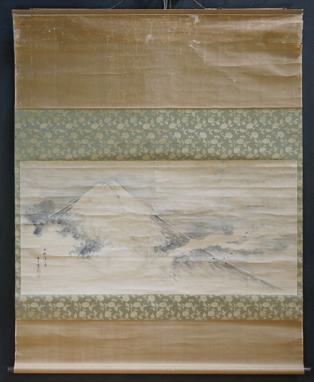 Antique Japan Fuji Yama sumi-e Ink Painting 1650 Kano Naonobu Zen ...