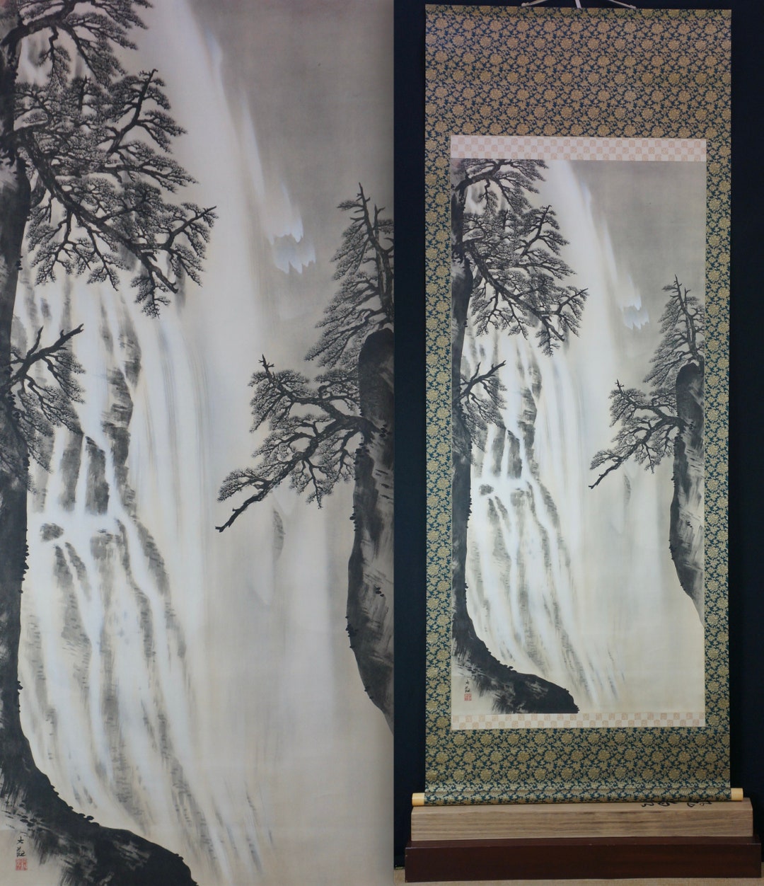 Japan Zen Waterfall Sumi-e Ink Art Large Scroll Master Craft 1970 - Etsy