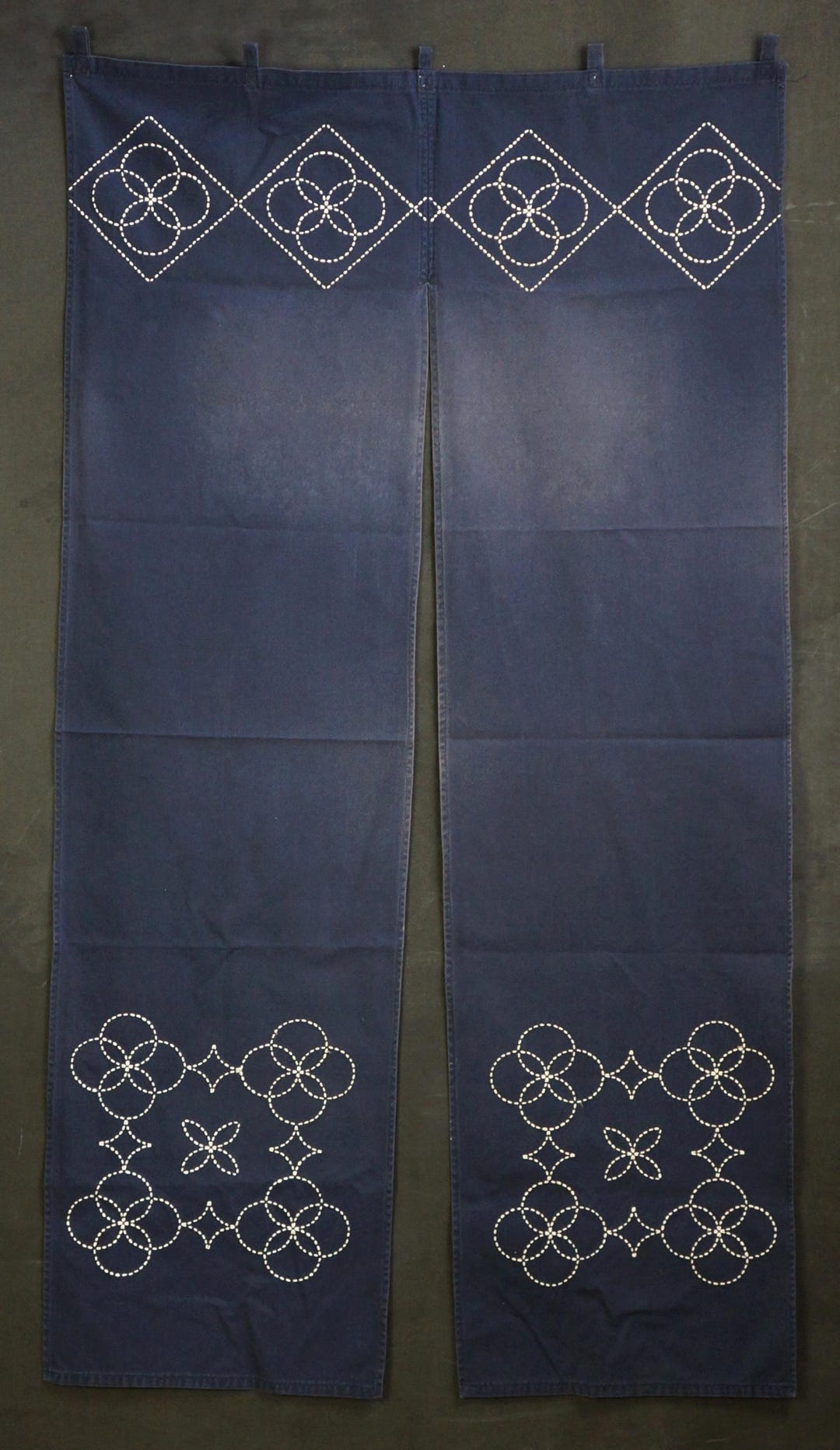 Vintage Noren Japanese takayama Blue Dye Curtain White Rope Knots 1970 ...