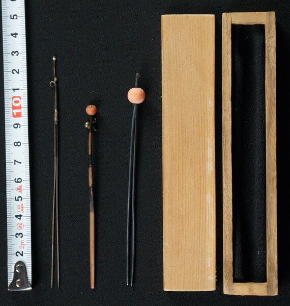 Antique Kanzashi Japan Geisha hair pins Kimono access… - Gem