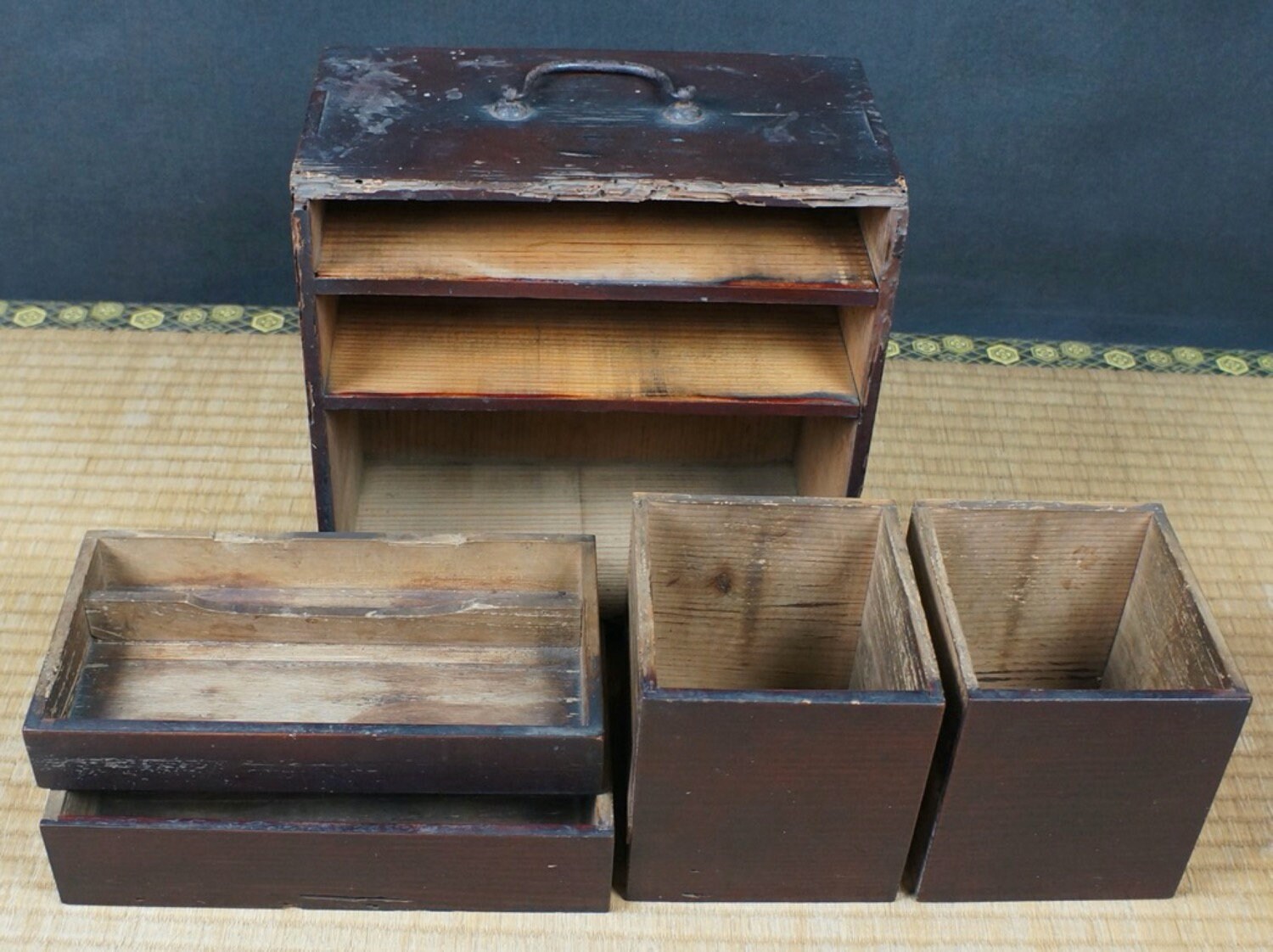 Antique Bento food box lacquered wood Japan craft 1800s Edo | Etsy