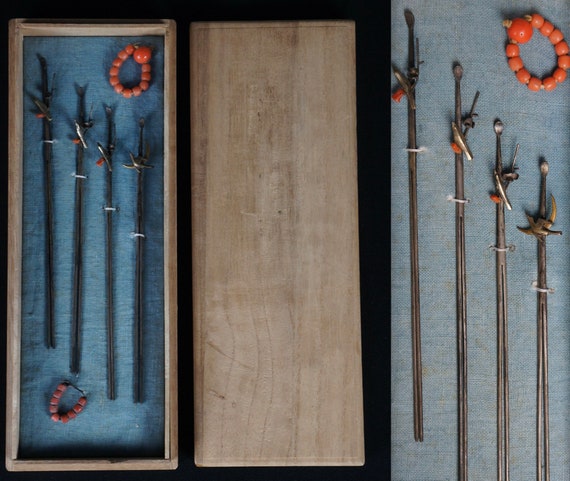 Antique Kanzashi Japan Geisha hair pins Kimono access… - Gem