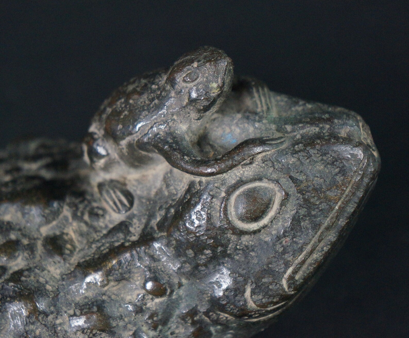 Antique Japan bronze Kaeru Toad Frog Sculpture 1700 lost Wax Edo Craft ...