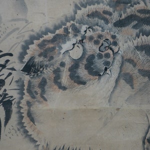 Antique Japan Tora Painting on Paper Scroll 1700 Sumi-e Zen Art - Etsy