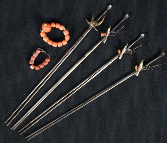 Antique Kanzashi Japan Geisha hair pins Kimono access… - Gem