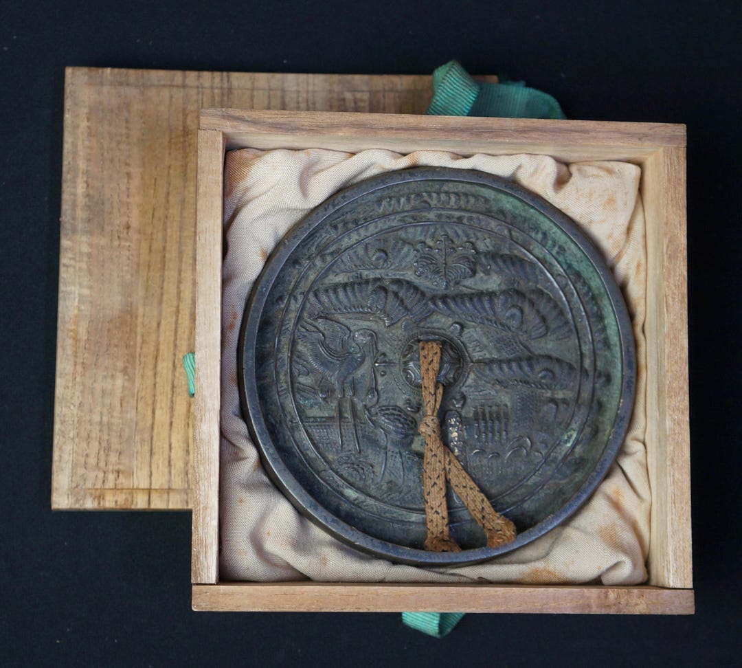 Antique Japan Bronze Mirror Bunchin-kagami XVIII C. Lost Wax Craft ...