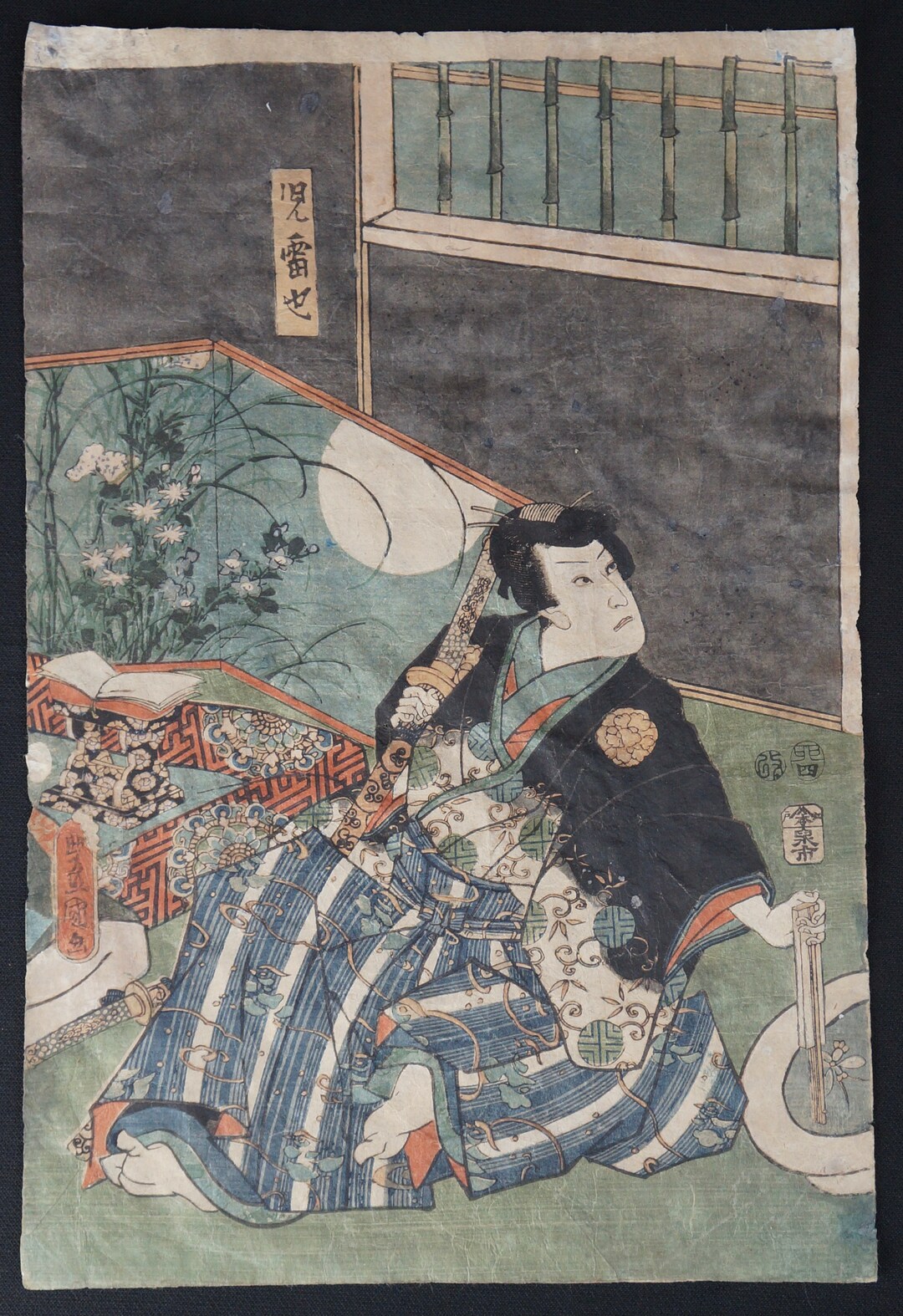 Antique Samurai Japan woodblock Print 1825 utagawa Toyokuni Master ...