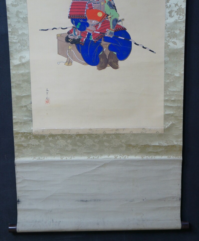 Japanese Samurai Scroll Painting on Paper 1950s Japan Kakejiku - Etsy