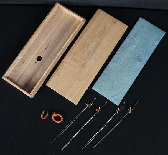 Antique Kanzashi Japan Geisha hair pins Kimono access… - Gem