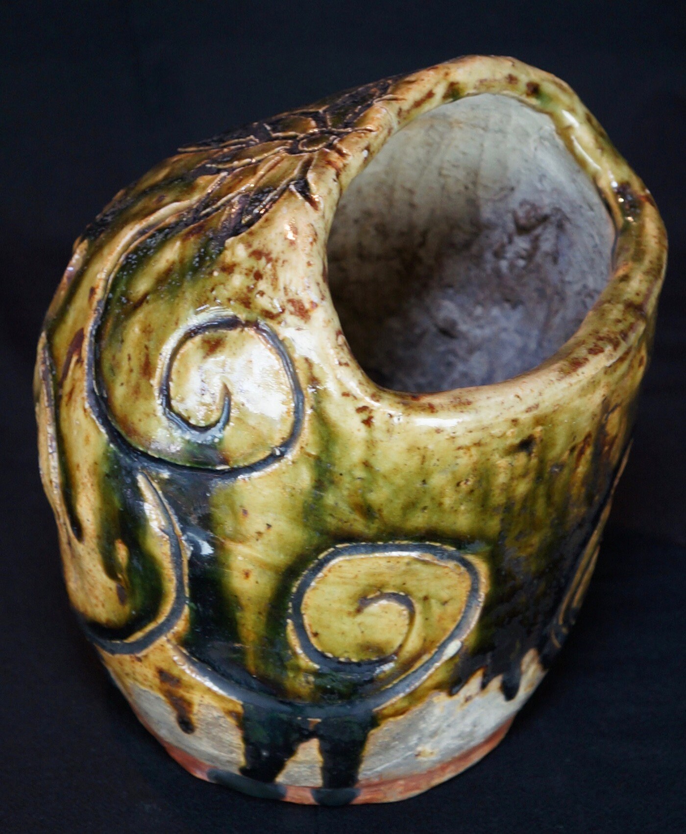 Japan Oribe Vase 1900s Teaburi Jar Japanese Abstract Frog Like | Etsy