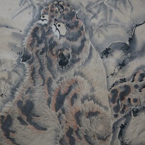 Antique Japan Tora Painting on Paper Scroll 1700 Sumi-e Zen Art - Etsy