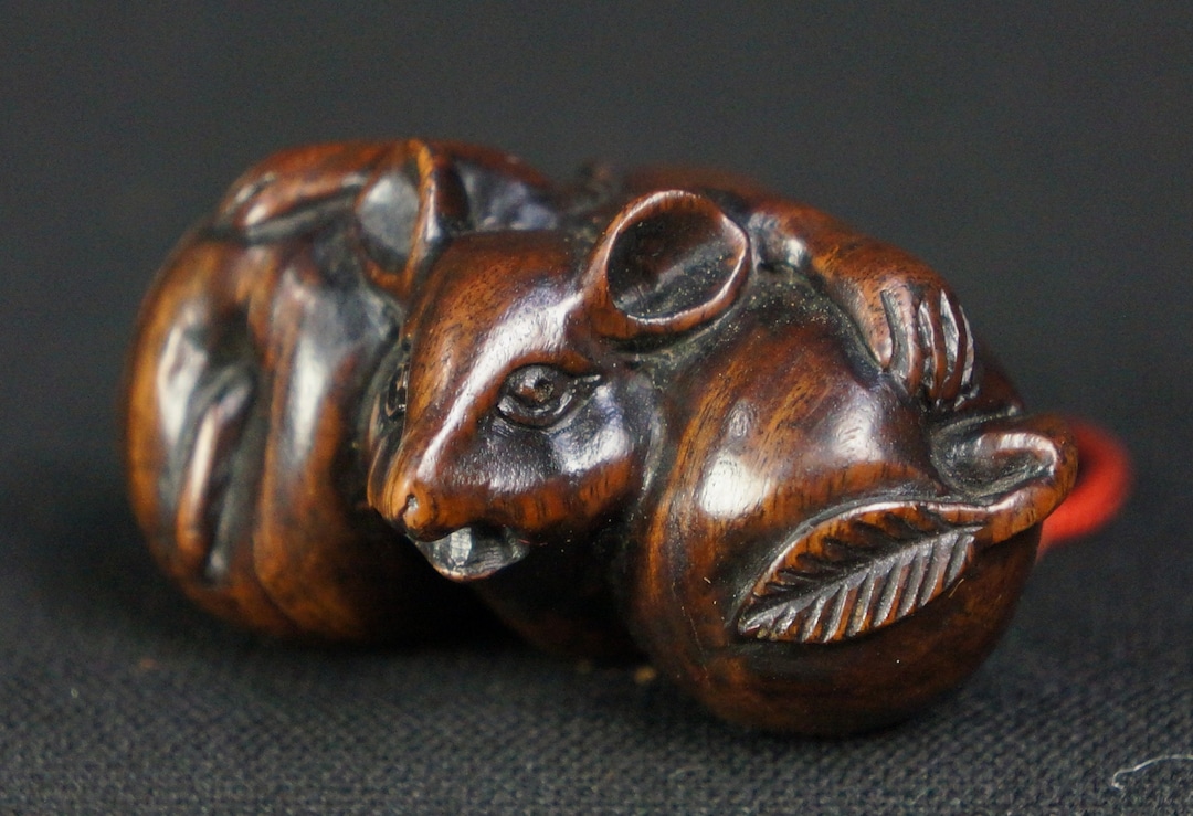 Japan Netsuke Wood Nezumi Dorobo Mouse 1970 hand Craft - Etsy