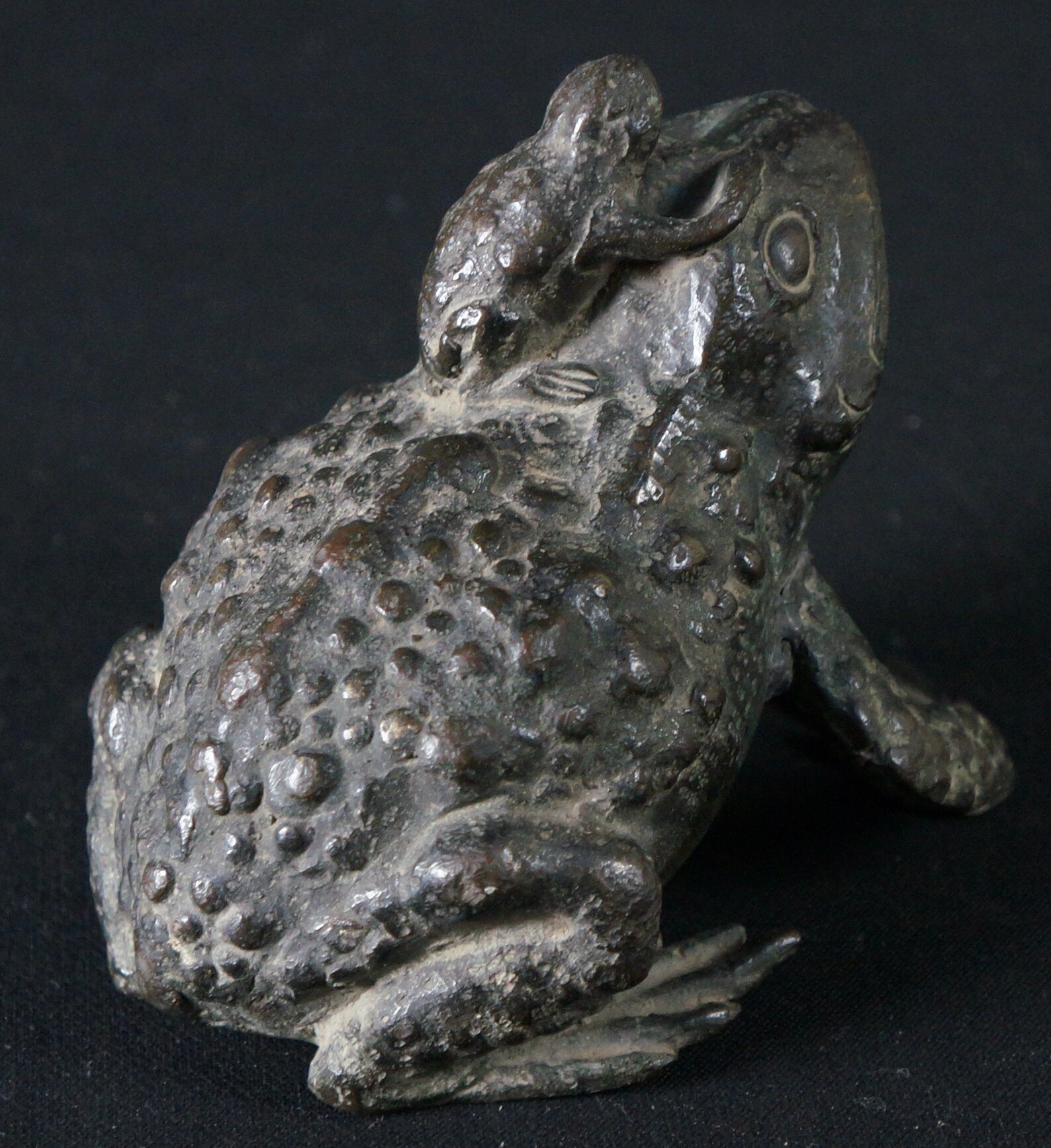 Antique Japan bronze Kaeru Toad Frog Sculpture 1700 lost Wax Edo Craft ...