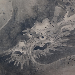 Antique Japan buddhist Temple Dragon Ryu Painting 1700 Sumi-e Ink Art ...