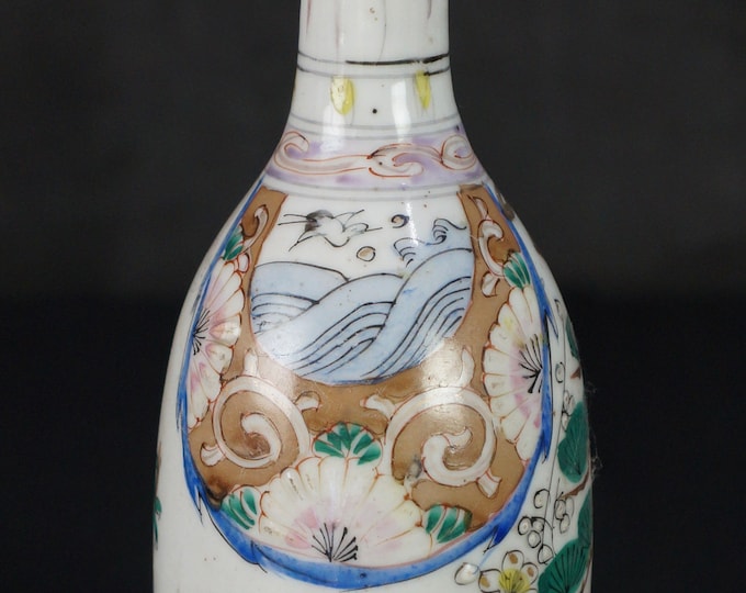 Antique Japan Imari Tokkuri Sake Bottle Matsu Motif 1900 Wood Kiln art ...