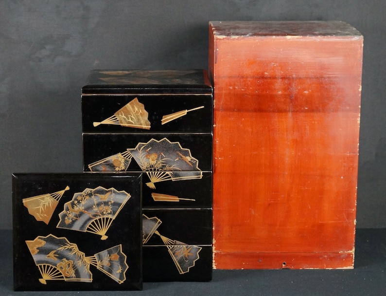 Japan Lacquered Wood Box Obento 1950s Japan Food Art Jyubako - Etsy