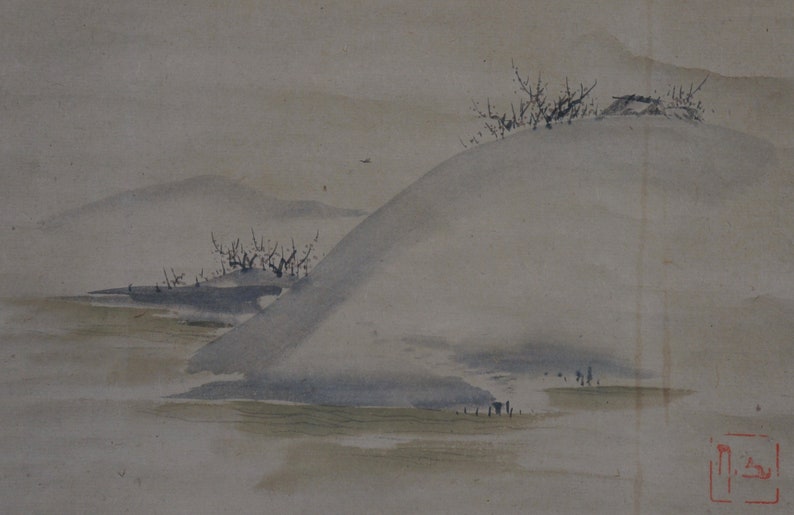 Antique Japan Paper Scroll Sansui Landscape 1900sansui Art - Etsy