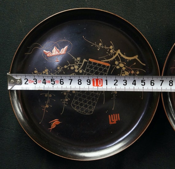 Art Objects Art & Collectibles Antique Japan lacquer wood plates Kizara ...