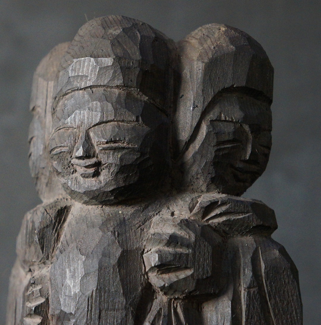 Japan rural Buddhist Deity Enku Daikoku wood Sculpture 1900s Minimalist Primitive - Etsy