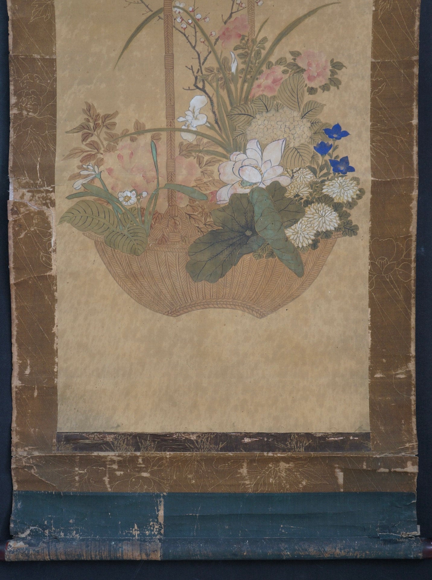 Japan Master Scroll Painting Floral Ikebana 1800s Edo Master Art Craft ...