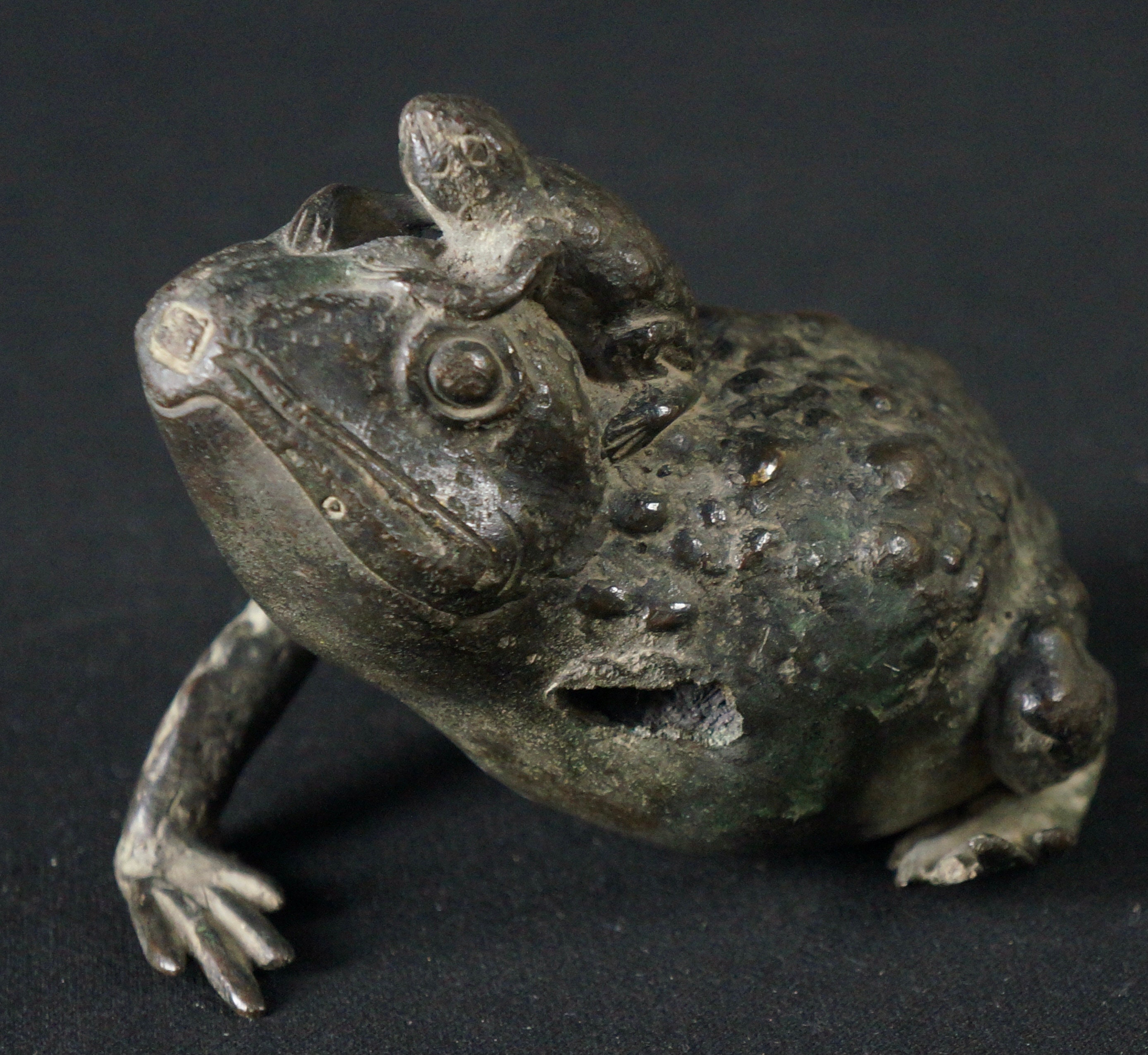 Antique Japan bronze Kaeru Toad Frog Sculpture 1700 lost Wax Edo Craft ...