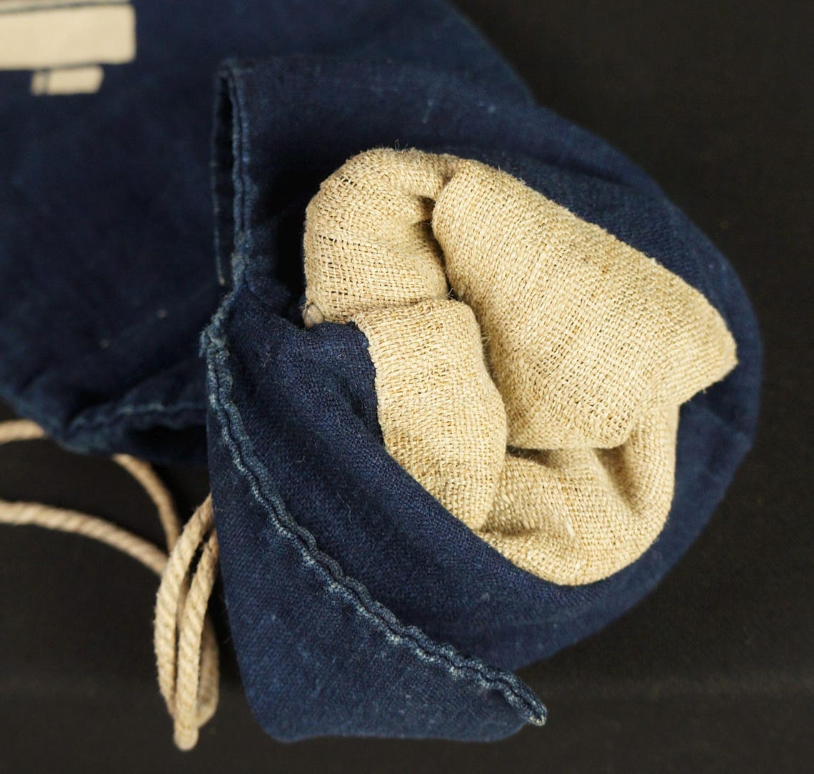 Antique Japan Blue dye Bukuro Bag Craft 1880 rural Workers Craft - Etsy