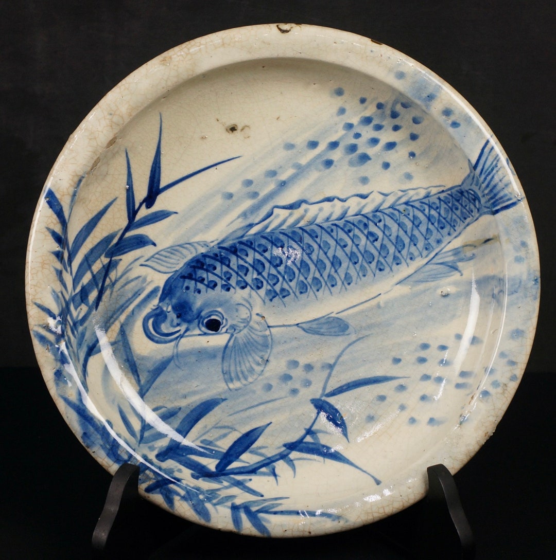 Japan Carp Plate Ceramic Kiln Craft 1950s Yakimono - Etsy