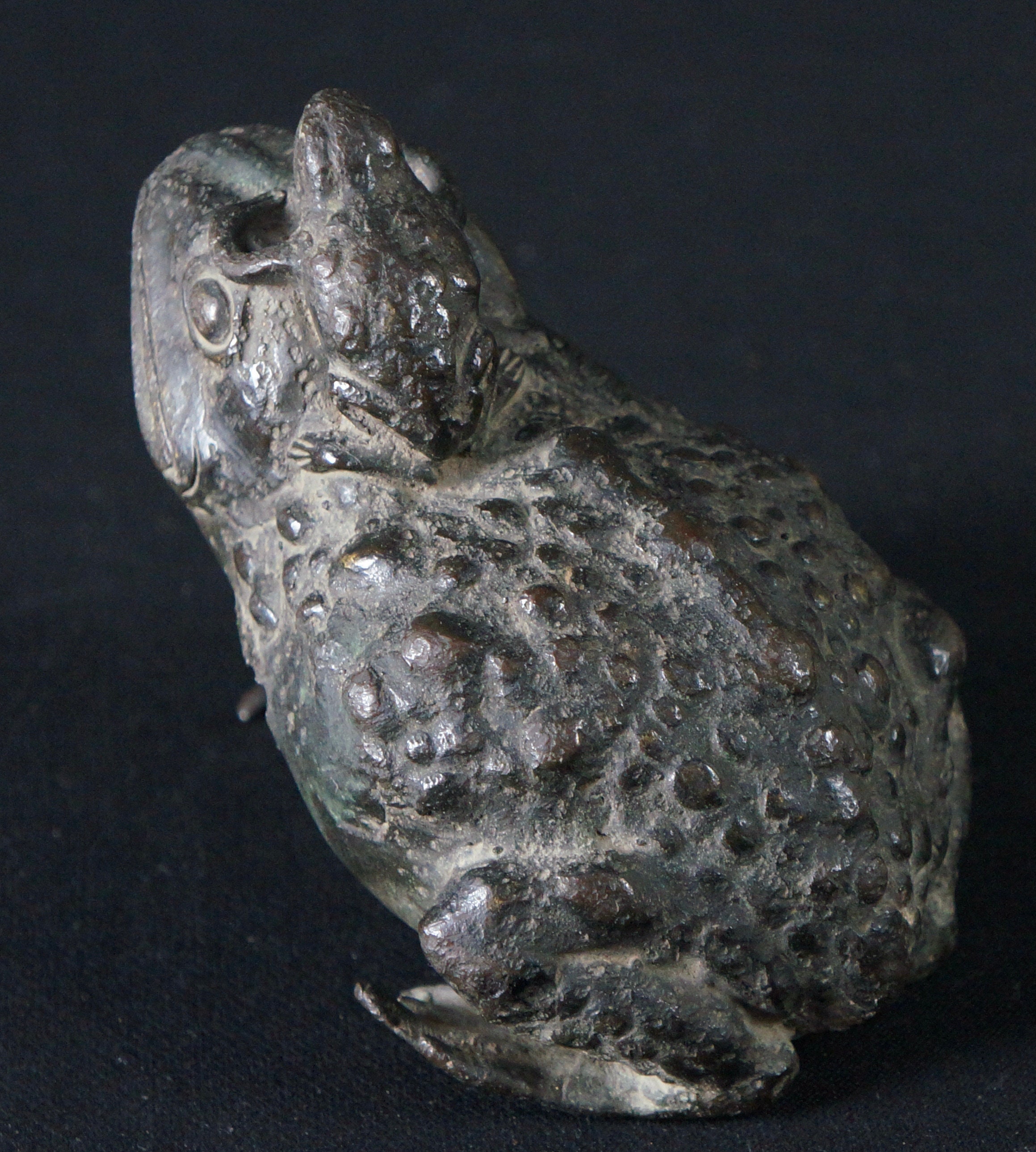 Antique Japan bronze Kaeru Toad Frog Sculpture 1700 lost Wax Edo Craft ...