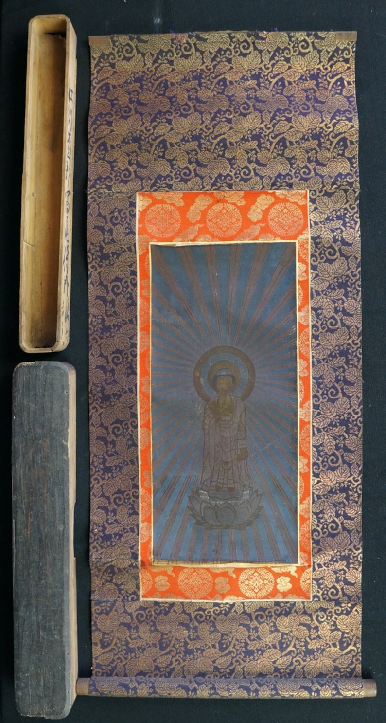 Antique Butsu Buddhist Scroll 1800 Butsudan Art Painting Edo - Etsy