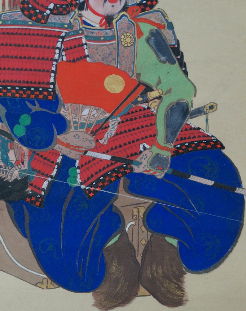 Japanese Samurai Scroll Painting on Paper 1950s Japan Kakejiku - Etsy