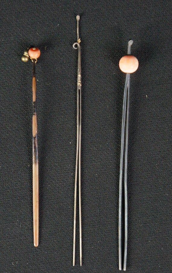 Antique Kanzashi Japan Geisha hair pins Kimono access… - Gem