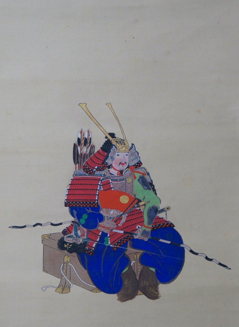 Japanese Samurai Scroll Painting on Paper 1950s Japan Kakejiku - Etsy