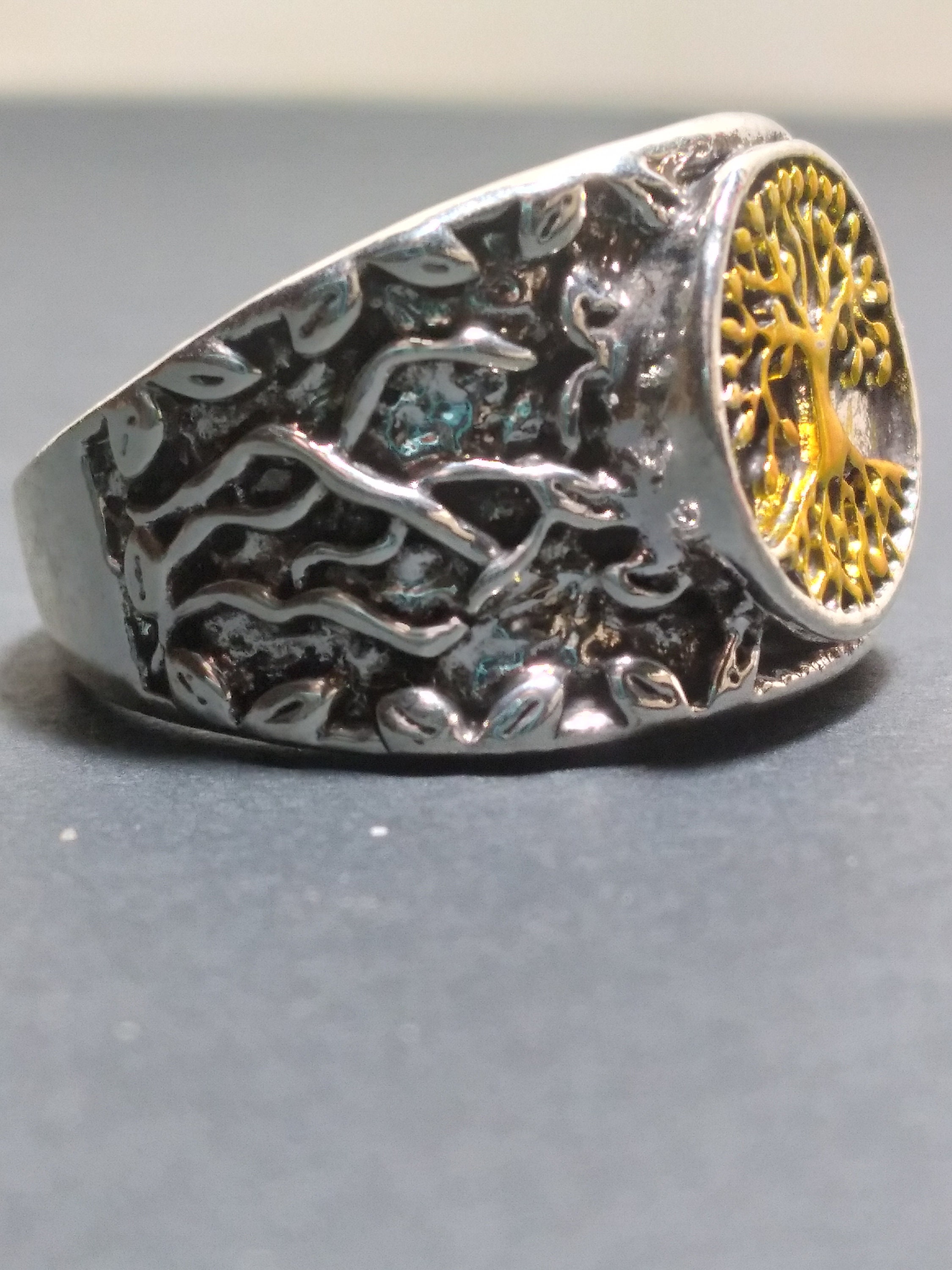 CR11 Celtic Tree of Life Ring Viking Inspired Ring Antique Silver Tone ...