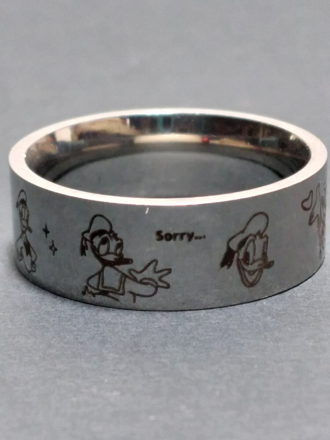 DR10 Donald Duck Disney Ring Etched Titanium Steel Silver - Etsy