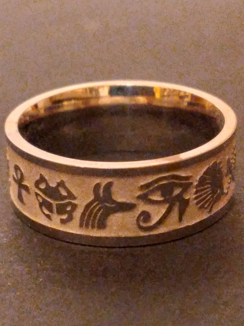 SSR1 Egyptian Symbols Ring Egyptian Inspired Stainless Steel Etched ...