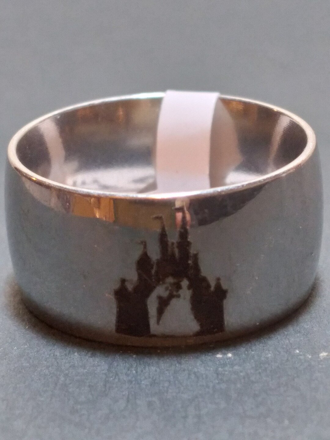 DCR6 Cinderella Castle Disney 12mm Ring Etched Titanium Steel Silver or ...