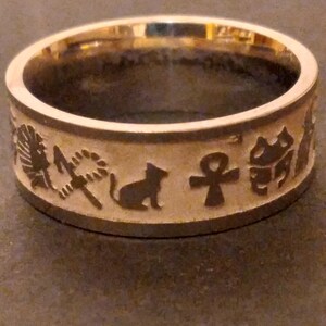 SSR1 Egyptian Symbols Ring Egyptian Inspired Stainless Steel Etched ...