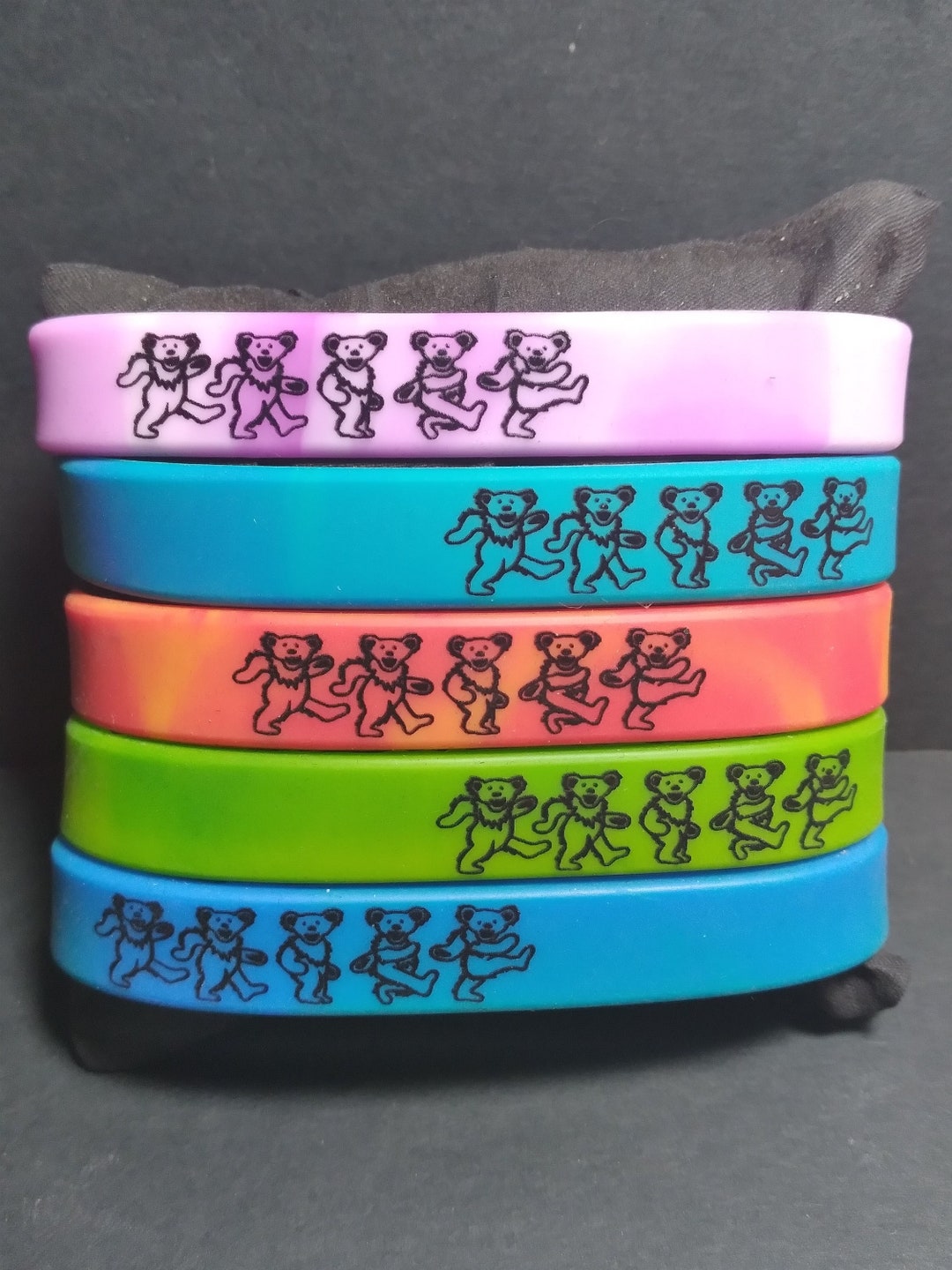 Sbgd10a Dancing Bears Silicone Bracelet Deadhead Bright Colors Printed ...
