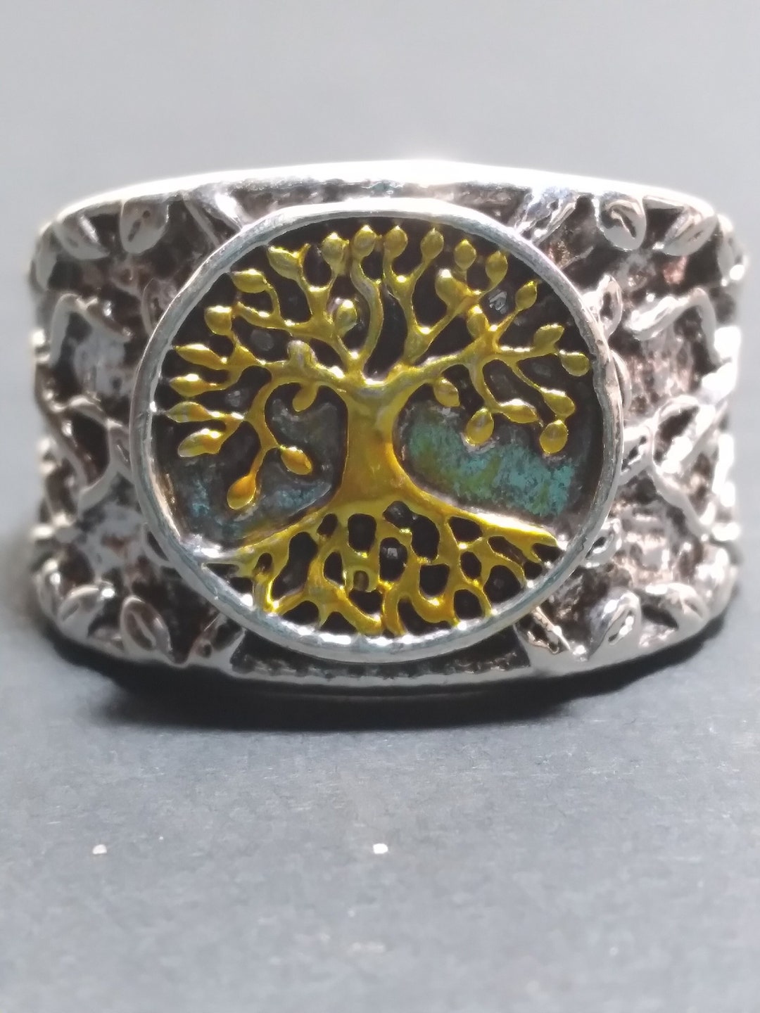 CR11 Celtic Tree of Life Ring Viking Inspired Ring Antique Silver Tone ...
