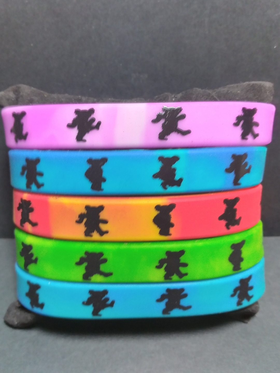 Sbgd6a Dancing Bears Silhouette Silicone Bracelet Deadhead Bright ...
