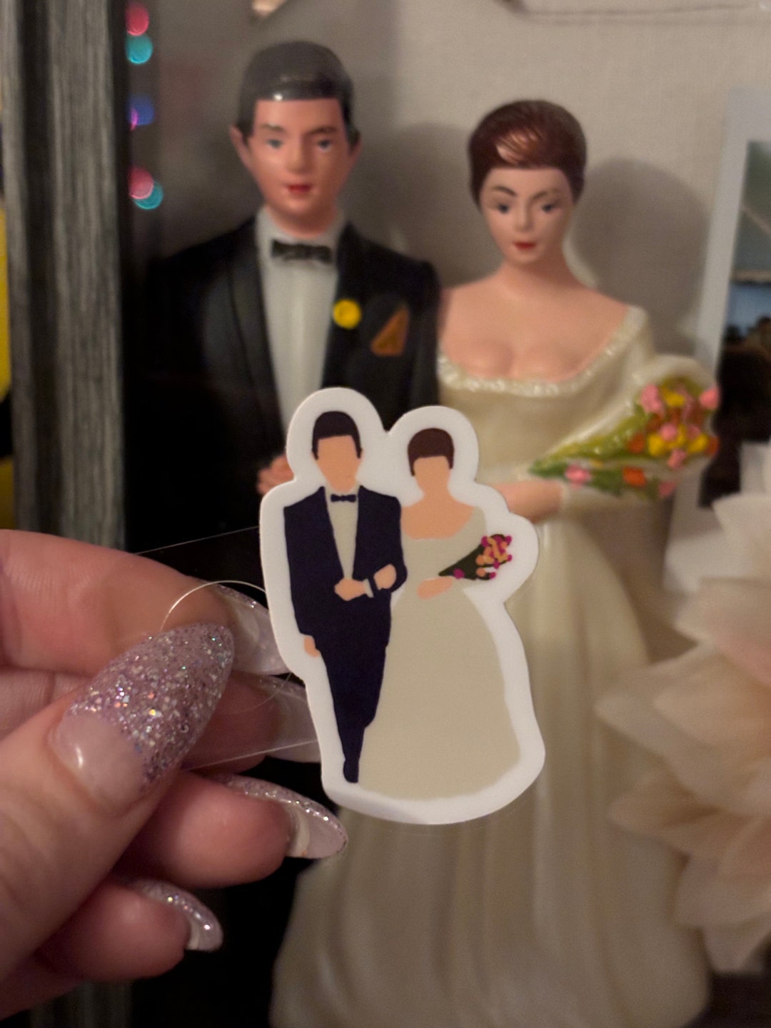 Cake Topper Sticker Bride and Groom Sticker Die Cut Sticker ...