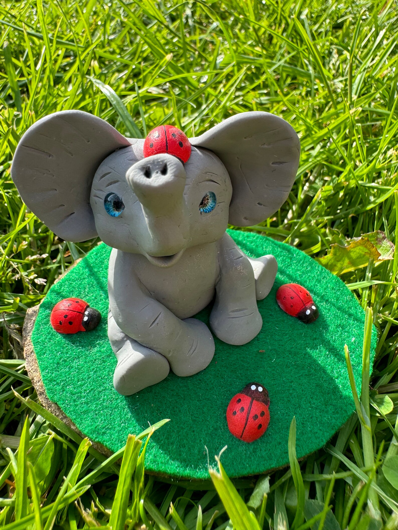 Elephant With Ladybugs Polymer Clay Sculpture - Etsy