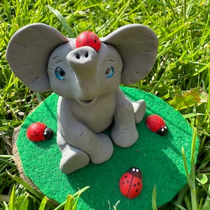 Elephant With Ladybugs Polymer Clay Sculpture - Etsy