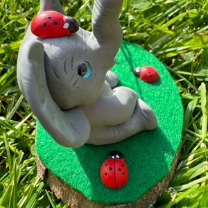 Elephant With Ladybugs Polymer Clay Sculpture - Etsy